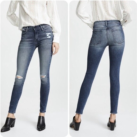 Frame Denim | Jeans | Frame Denim High Rise Skinny Distressed Knee Tear ...